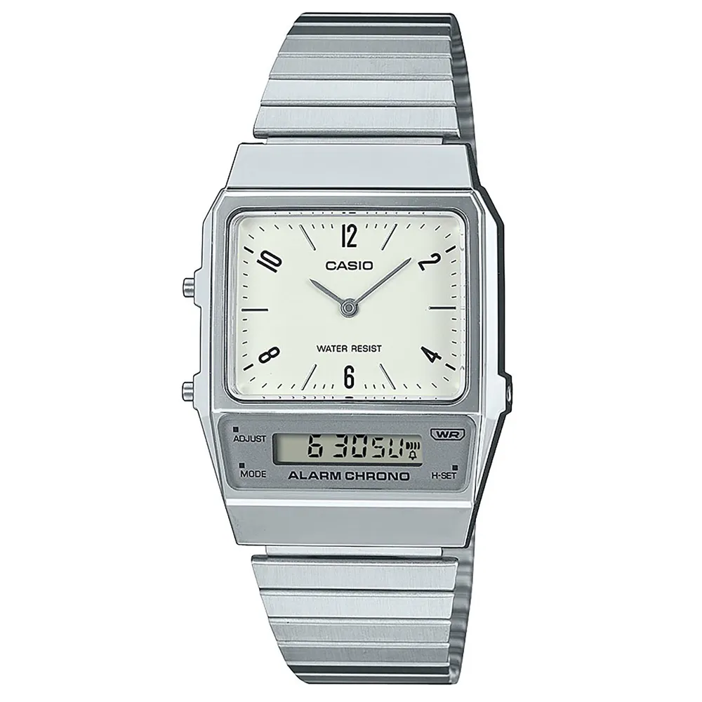 Casio Vintage Edgy Collection analog digital silberfarben weiss AQ-800E ...